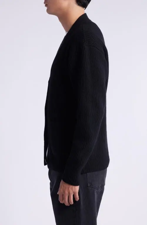 Merz B. Schwanen Relaxed Wool & Cashmere Rib Cardigan In Deep